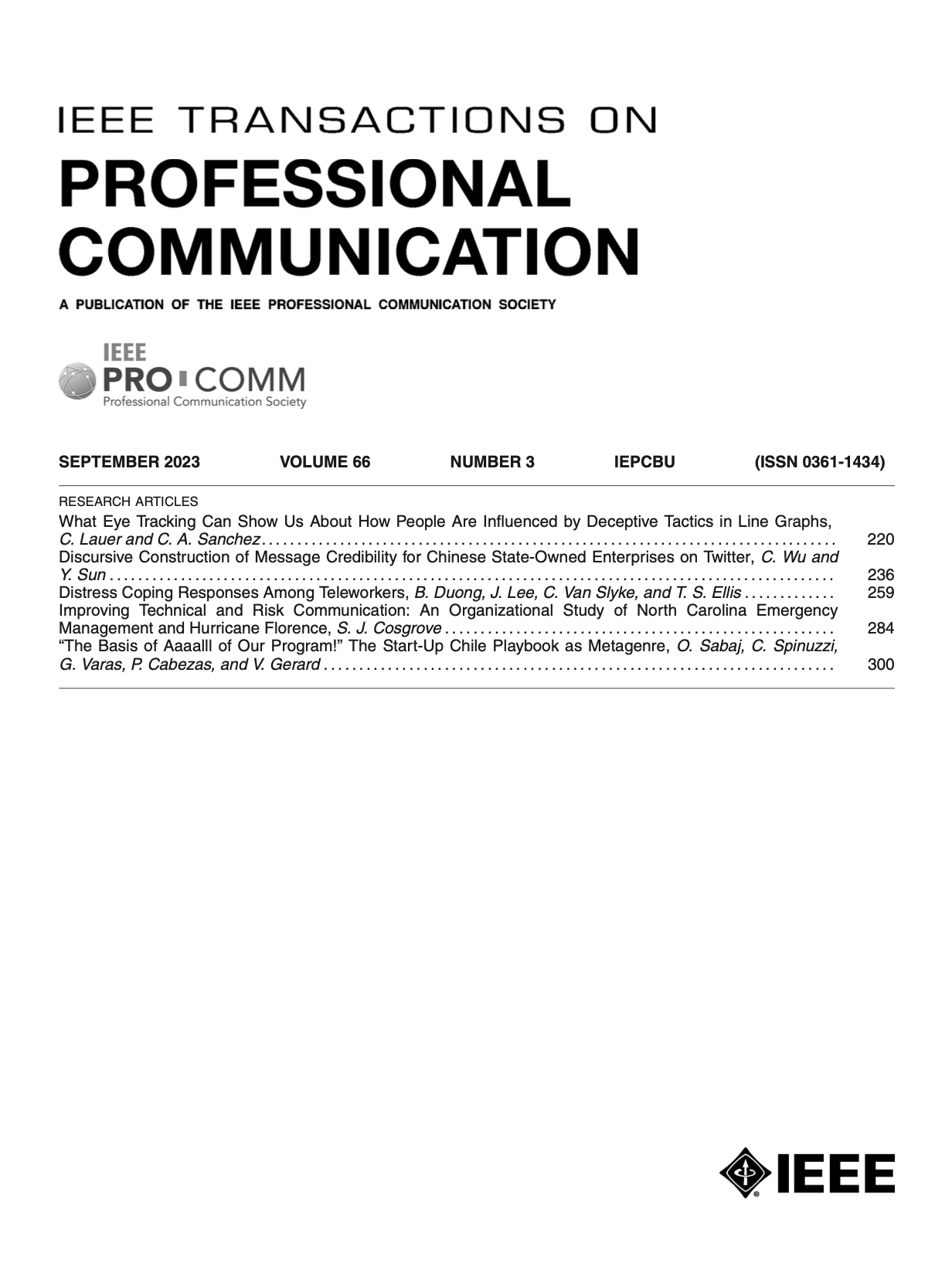 The September 2023 issue of IEEE Transactions on Professional ...